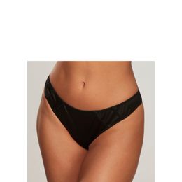 String Petite Fleur Gold, Damen, Gr. 40/42, schwarz, Microfaser, Obermaterial: 60% Polyester, 36% Polyamid, 4% Elasthan, Unterhosen String, mit edlem B&auml;nderdetail und Ringaccessoire aus Satin-Material