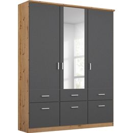 Kleiderschrank Rauch "Kleiderschrank Schrank Garderobe deckenhoher Schrank BREMEN", grau (grau, eiche artisan), B:136cm H:199cm T:58cm, Holzwerkstoff, Schr&auml;nke, Kleiderschrank, in vielen Farbvariationen, inkl. Kranzblende MADE IN GERMANY