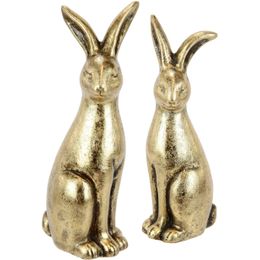 Osterhase I.GE.A. "Hasen Paar, Ostern", gold (goldfarben), B:6cm H:18cm, Terrakotta, Dekofiguren, Osterhase, Dekofigur, Osterdeko, Osterfigur, Topseller