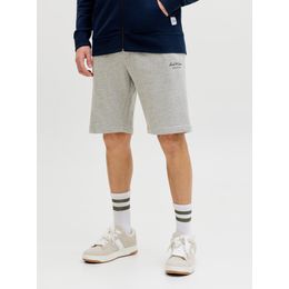 Jack & Jones Laufshorts JACK & JONES "JPSTGORDON ARCHIVE SWEAT SHORTS MID SN", Damen, Gr. L, N-Gr, light grau melange, Web, Obermaterial: 80% Baumwolle, 20% Polyester, meliert, regular fit, Hosen Laufshorts, mit Kordelzug