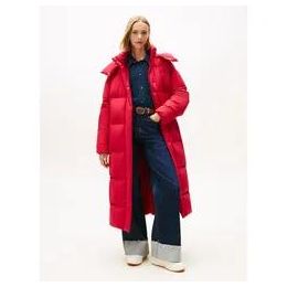 Tommy Hilfiger Steppmantel TOMMY JEANS "TJW ALASKA GRID DWN MXI COAT EXT", Damen, Gr. XXL (44), rot (ruby rhubarb), Web, Obermaterial: 100% Polyester, unifarben, regular fit, M&auml;ntel Steppmantel