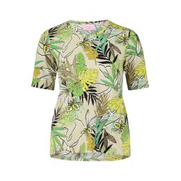T-Shirt Betty Barclay "Basic Shirt mit Blumenprint", Damen, Gr. 38, bunt (gr&uuml;n, khaki), Obermaterial: 95% Baumwolle CO. 5% Elasthan EL., Shirts T-Shirt