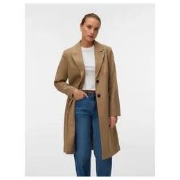 V&eacute;ro Moda Langmantel VERO MODA "VMBLAZA HERINGBONE LONG WOOL COAT GA BOO", Damen, Gr. S, cub pattern:herringbone silber mink, Web, Obermaterial: 64% Polyester, 30% Wolle, 3% Polyacryl, 3% Polyamid, Fischgratmuster, gemustert, regular fit, V-Ausschnitt, M&auml;ntel