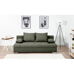 Schlafsofa Collection AB "Tania mit Bettfunktion und Bettkasten", gr&uuml;n, B:194cm H:70cm T:90cm, 100%Polyester, Sofas, Schlafsofa, komfortabler Sitzkomfort: Federkern-Polsterung, inklusive R&uuml;ckenkissen