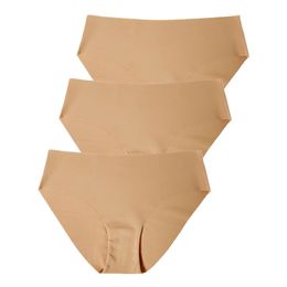Minislip Nina von C. "3er Pack Damen Minislip Secret Soft & Shape", Damen, Gr. L, beige (caramel), Obermaterial: 86% Polyamid PA. 14% Elasthan EL., Unterhosen Minislip