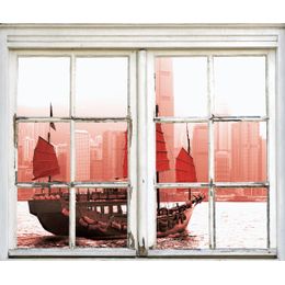 Wandsticker queence "Schiff", rot, B:40cm H:60cm T:0,1cm, Wandtattoos, Wandsticker, Wandsticker, Wandbild, selbstklebend, Schiff, Boot