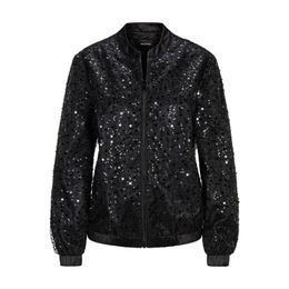 Kurzjacke GOLDNER "Kurzgr&ouml;&szlig;e Edler Perlen-Blouson mit Pailletten", Damen, Gr. 22, schwarz (schwarz, metallic, gemustert), Obermaterial: 100% Polyester PES., normal, Jacken Kurzjacke, allover aufwendig bestickt