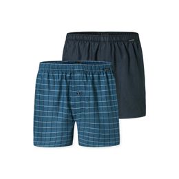 Webboxer Schiesser "Web-Boxershorts 2er Pack", Herren, Gr. M, blau (dunkelblau, petrol), Obermaterial: 100% Baumwolle CO., Unterhosen Webboxer