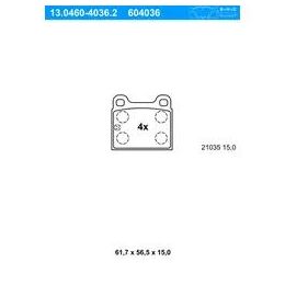 ATE Bremsbelagsatz, Scheibenbremse 13.0460-4036.2 hinten rechts links f&uuml;r MERCEDES-BENZ 0014207920 0014200620 A0004207620