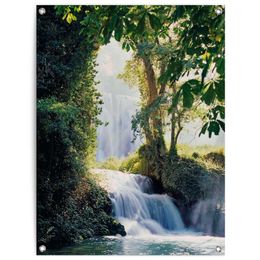 Poster Reinders "Wasserfall", gr&uuml;n (farbe bild(er): gr&uuml;n), B:60cm H:80cm T:0,1cm, Leinwand, Bilder, Poster, Outdoor f&uuml;r Garten oder Balkon