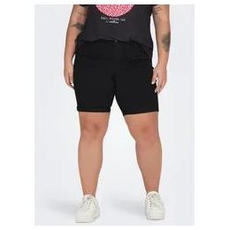 Jeansshorts Only CARMAKOMA "CARTHUNDER LIFE REG LONG SHORTS DNM", Damen, Gr. 46, N-Gr, schwarz, Web, Obermaterial: 53% Viskose, 29% Baumwolle, 17% Polyester, 1% Elasthan, unifarben, skinny fit, Jeans Jeansshorts