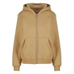 Sweatjacke Urban Classics "Urban Classics Ladies Bonded Sherpa Zip Hoody", Damen, Gr. XL, unionbeige, 68% Baumwolle, 32% Polyester, unifarben, Sweatjacken Sweatjacke