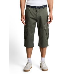 Cargoshorts Tom Tailor, Damen, Gr. 40, N-Gr, khaki mini weave print, Web, Obermaterial: 98% Baumwolle, 2% Elasthan, unifarben, regular fit knielang, Hosen Cargoshorts, mit Taschen