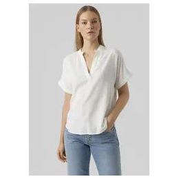 V&eacute;ro Moda Shirtbluse VERO MODA "VMBEAUTY SS TOP GA NOOS", Damen, Gr. XXL, wei&szlig; (snow wei&szlig;), Web, Obermaterial: 100% Viskose, unifarben, normal, V-Ausschnitt, Blusen, Viskose, regular fit