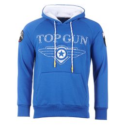 Kapuzensweatshirt Top Gun "Hoodie Defend TG20193010", Herren, Gr. M, blau, Obermaterial: 65% Baumwolle CO. 35% Polyester COOLMAX PES(Coolmax)., Pullover Kapuzensweatshirt