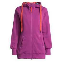 Sweatjacke SALZHAUT "Sweatjacke REFFEN", Damen, Gr. L, lila (plum), Obermaterial: 80% Baumwolle CO. 20% Polyester PES., Sweatjacken Sweatjacke