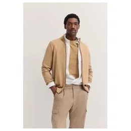 Strickjacke Bugatti "Regular Fit", Herren, Gr. 3XL, 40, beige, Strick, 95% Baumwolle, 5% Kaschmir, unifarben, regular fit, ohne Ausschnitt, Rippb&uuml;ndchen, Strickjacken Strickjacke, mit Rei&szlig;verschluss und Stehkragen