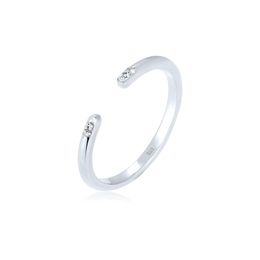Silberring Elli "Ring Glas Kristalle Wei&szlig; 925 Sterling Silber Offen", silber, Fingerringe, Damen, Silber 925 (Sterlingsilber), Silberring