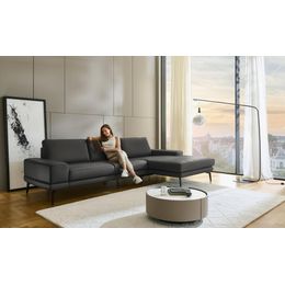 Ecksofa DIE PLANBAR "PN-EM20061, wahlweise frei im Raum stellbar", torro schwarz, B:310cm H:86cm T:180cm, Sofas, Ecksofa, wahlweise mit echt bezogenem R&uuml;cken und Sitztiefenverstellung