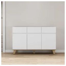Sideboard OTTO HOME "Haily", wei&szlig;, B:135cm H:86cm T:40cm, ABS-Kunststoff, FSC-zertifizierter Holzwerkstoff, Holzwerkstoff, MDF, Melamin, Sideboards, Sideboard