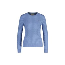 Sweater Gant "Strickpullover STRETCH COTTON CABLE C-NECK", Damen, Gr. XL, blau (hellblau), Obermaterial: 88% Baumwolle CO. 10% Polyamid PA. 2% Elasthan EL., Sweatshirts Sweater