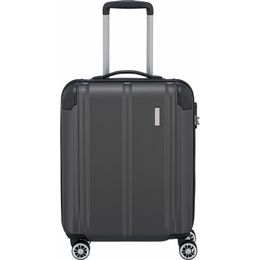 Hartschalen-Trolley Travelite "CITY Reisekoffer Hartschale", Damen, Gr. B/H/T: 40cm x 55cm x 20cm 40 l, grau (anthrazit), ABS, matt, unifarben, Basic, Koffer Hartschalen-Trolley, mit TSA-Schloss, 4 Rollen, robustes ABS Reisegep&auml;ck