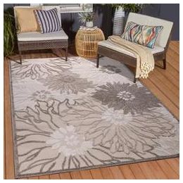Teppich Sanat "Floral 2 Outdoor", beige, B:60cm H:6mm L:110cm, Kunstfaser, Teppiche, Teppich, In- und Outdoor geeignet, Blumen, Balkon, Terrasse, Au&szlig;enbereich