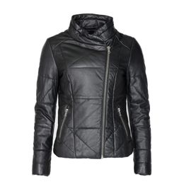 Lederjacke JCC "Lederjacke 31024103", Damen, Gr. 36, schwarz, Obermaterial: 100% Lammnappaleder LANA. Futter: 100% Baumwolle CO., Jacken Lederjacke