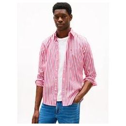 Langarmhemd Tommy Hilfiger "FLEX POPLIN BOLD STRIPE SHIRT", Herren, Gr. M, N-Gr, rosa (vivacious pink, stripe), Web, Obermaterial: 100% Baumwolle, regular fit, 1-Knopf-Manschette, Hemden