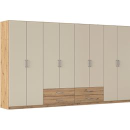 Dreht&uuml;renschrank Rauch "Kleiderschrank Garderobe GAMMA Breiten 91/136/181/226/271/315/360 cm", eiche artisan, beige (champagner), griffe chrom, B:360cm H:210cm T:54cm, Holzwerkstoff, Schr&auml;nke, Dreht&uuml;renschrank, mit Schubladen, verschiedene Griff-Varianten TOPSELLER MADE IN GERMANY