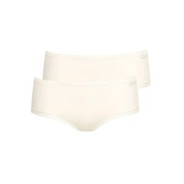 Panty LISCA "2er Pack Damen Panty Ines", Damen, Gr. 40, beige (cream), Spitze, Obermaterial: 95% Baumwolle CO. 5% Elasthan EL., Unterhosen Panty