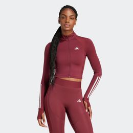 Trainingsjacke adidas Performance "HYPERGLAM RIBBED", Damen, Gr. XXL, rot (shadow rot), Obermaterial: 83% Polyester, 17% Elasthan, Jacken Trainingsjacke
