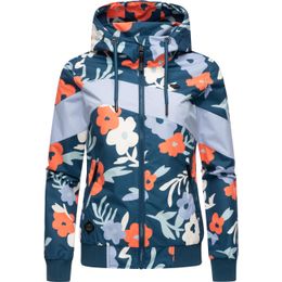 Outdoorjacke Ragwear "&Uuml;bergangsjacke Nuggie Block Flower", Damen, Gr. L, blau (petrol), Obermaterial: 100% Polyester PES. Obermaterial: Futter: 100% Polyester PES., Jacken Outdoorjacke