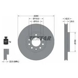 TEXTAR Bremsscheibe PRO 92091903 vorne rechts links bel&uuml;ftet 280mm f&uuml;r VAUXHALL OPEL 95526655 93197592 9117678