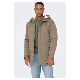 Only & Sons Parka ONLY & SONS "ONSALEXANDER LIFE PARKA OTW VD", Herren, Gr. M, walnut, Web, Obermaterial: 100% Polyester, unifarben, regular fit Po-bedeckend, gerader Abschluss, Jacken Parka, Polyester, regular fit
