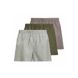 Jack & Jones Webboxer JACK & JONES "Web-Boxershorts JACMILANO WOVEN BOXERS 3 PACK 3er Pack", Herren, Gr. M, bunt (gr&uuml;n, wei&szlig;, braun), Obermaterial: 100% Baumwolle CO., Unterhosen Webboxer