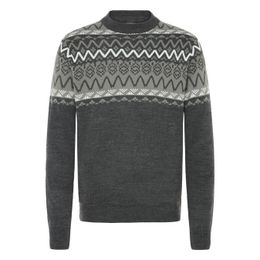 !Solid Strickfleece-Pullover SOLID "Strickpullover SDELLIS", Herren, Gr. L, grau (dunkelgrau melange), Obermaterial: 100% Polyacryl PAN., Pullover Strickfleece-Pullover