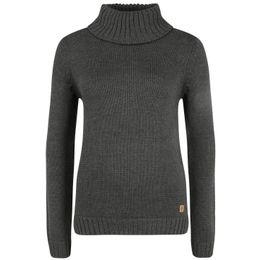 Rollkragenpullover oxmo "Rollkragenpullover OXPia", Damen, Gr. M, grau (dar grau m), Grobstrick, Obermaterial: 50% Baumwolle CO. 50% Polyacryl PAN., unifarben, Basic, ohne Ausschnitt, Pullover Rollkragenpullover