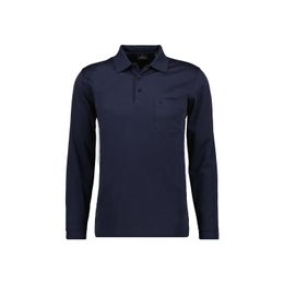 Poloshirt Ragman "Poloshirt Soft Knit Polo Knopf Langarm", Herren, Gr. XL, blau (dunkelblau), Obermaterial: 70% Baumwolle CO. 30% Polyester PES., Shirts Poloshirt