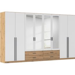 Kleiderschrank Rauch "Schrank Garderobe Ankleide GAMMA Breiten 91/136/181/226/271/315/360 cm", eiche artisan, alpinwei&szlig;, griffstangen graumetallic, B:360cm H:210cm T:54cm, Holzwerkstoff, Schr&auml;nke, Kleiderschrank, verschiedene Griff-Varianten, mit Spiegel TOPSELLER MADE IN GERMANY