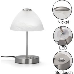 REALITY LEUCHTEN LED Tischleuchte "Queen", grau (nickelfarben), 1, &Oslash; 15cm H: 24cm, 1 Stk., Leuchten, Tischlampe mit 4 fach TOUCH-Dimmer in klassischem Design, LED Tischleuchte