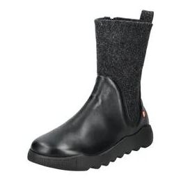 Stiefel Softinos "Softinos Stiefel Leder/Textil", Damen, Gr. 39, schwarz (schwarz kombi), Leder, Textil, Schuhe Stiefel
