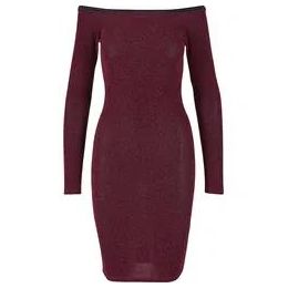 Shirtkleid Urban Classics "Urban Classics Damen", Damen, Gr. L, US-Gr&ouml;&szlig;en, burgundy, 96% Polyester, 4% Elasthan, unifarben, skinny fit, Carmenausschnitt, Kleider Shirtkleid