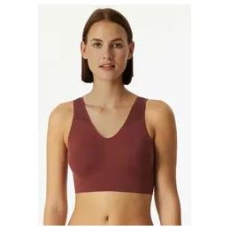 Bustier Schiesser "Invisible Soft Lace", Damen, Gr. 40, N-Gr, 516, burgund, Single Jersey, Obermaterial: 75% Polyamid, 25% Elasthan, BHs Bustier, herausnehmbare Pads, Spitzeneinsatz, V-Ausschnitt