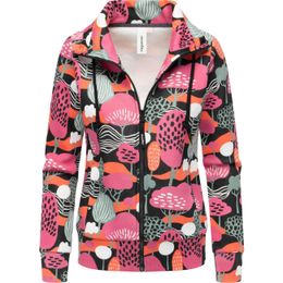 Sweatjacke Ragwear "Sweatjacke Ronette Print", Damen, Gr. L, schwarz, Obermaterial: 70% Baumwolle CO. 30% Polyester PES., Sweatjacken Sweatjacke