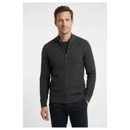 Strickjacke OLYMP, Herren, Gr. L, grau (anthrazit), Strick, Obermaterial: 100% Baumwolle, regular fit, Rippb&uuml;ndchen, Strickjacken Strickjacke, Stehkragen, regular fit