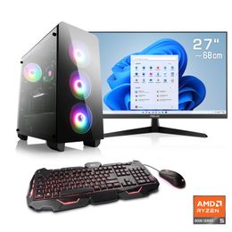 CSL Gaming-PC-Komplettsystem "Theseus V24654", Energieeffizienz: D, schwarz, Microsoft Windows 11 Home (64 Bit), 16 GB RAM 500 GB SSD, Computer_Komplettsysteme, Gaming-PC-Komplettsystem