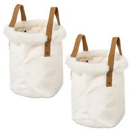 Organizer CREATIV HOME "Weihnachtsdeko", beige (creme), H:20cm &Oslash;:20cm, Polyester, Aufbewahrungsboxen, mit Kunstfellrand und Henkel, H&ouml;he 20 cm, auch als &Uuml;bertopf geeignet