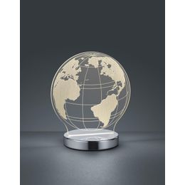 REALITY LEUCHTEN LED Tischleuchte "Globe", grau (chromfarben), 1, H: 20cm, 1 Stk., Leuchten, Tischlampe, Weltkugel Design, Acrylplatte, Lichtfarbe einstellbar, LED Tischleuchte