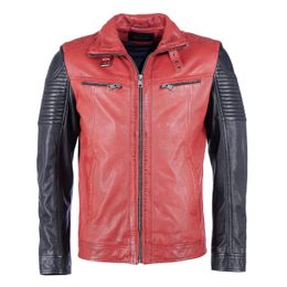 Lederjacke JCC "Lederjacke 31019182", Herren, Gr. 56, rot (rot to schwarz), Obermaterial: 100% Lammleder LEL. Futter: 100% Polyester PES., Jacken Lederjacke